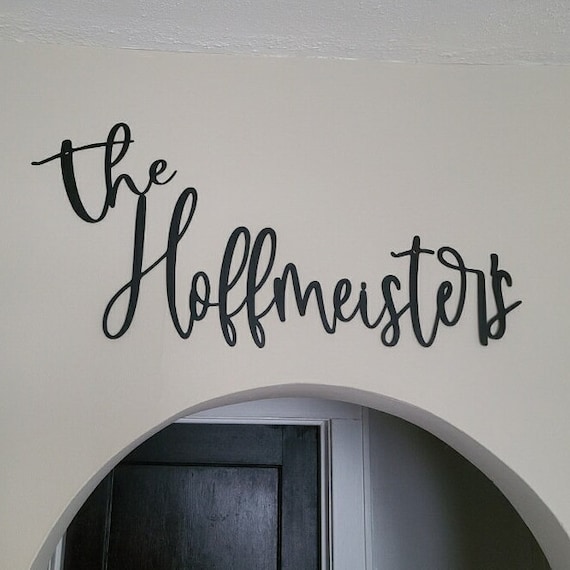 Custom Cursive Last Name Sign Cursive Metal Last Name Sign | Etsy