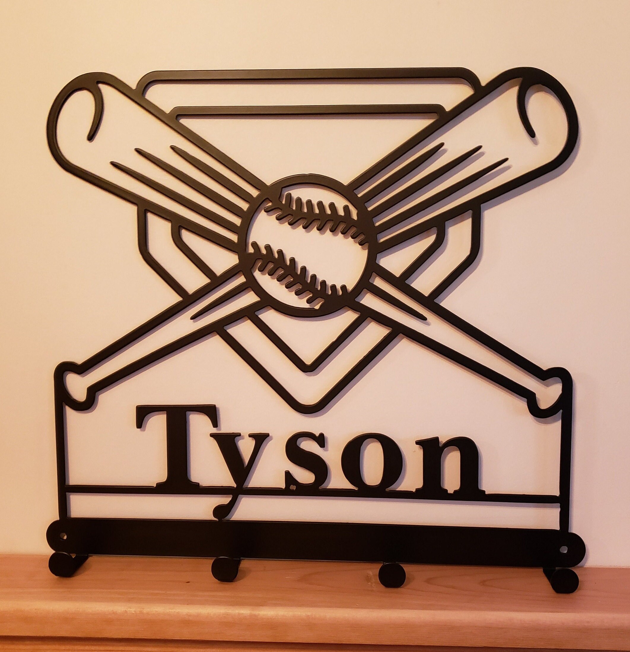Personalized Baseball Metal Sign With Hooks/hat/ball Cap - Etsy