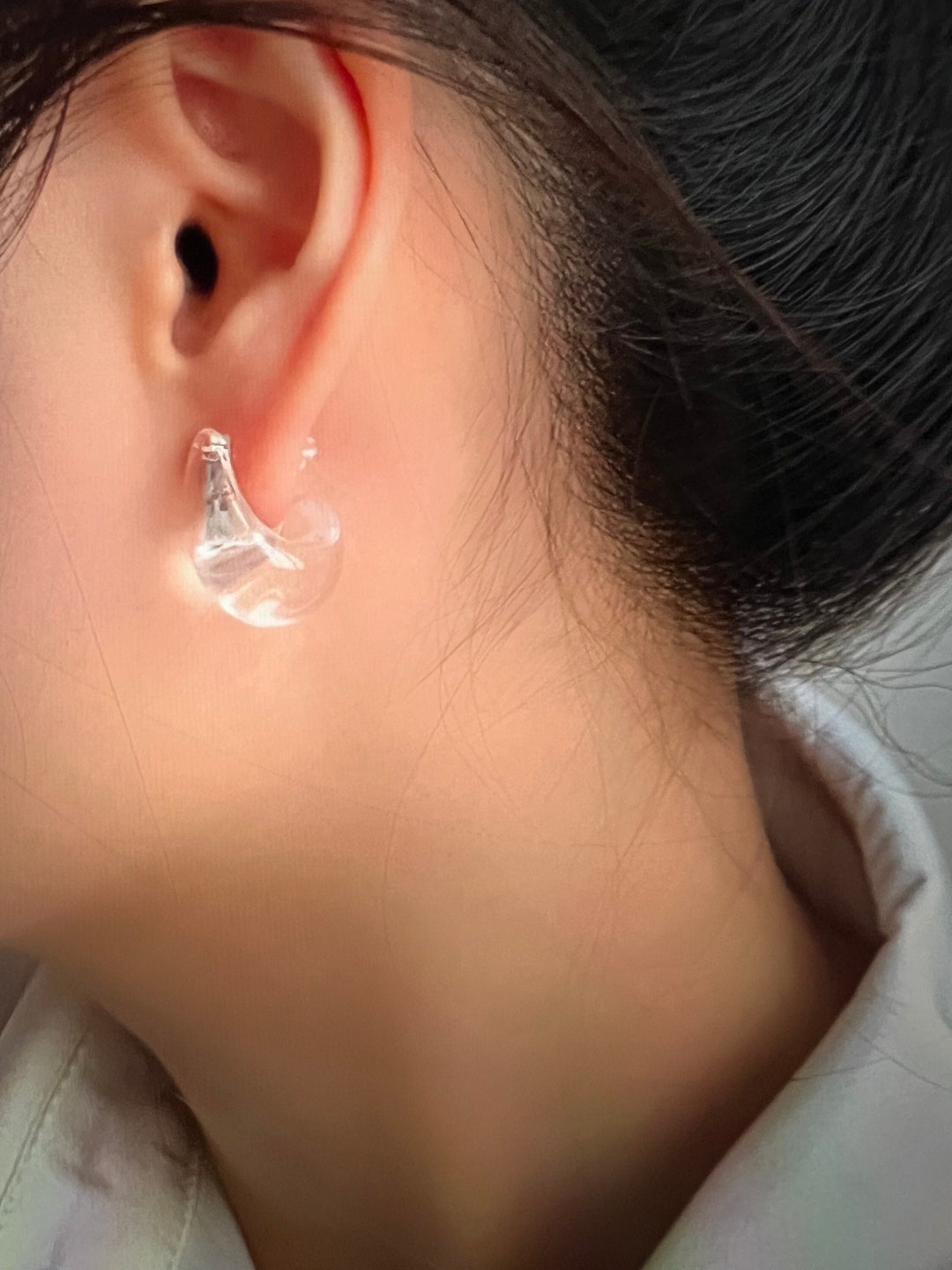 Transparent Teardrop Earrings, Lucite Drop Earrings, Minimalist Clear ...