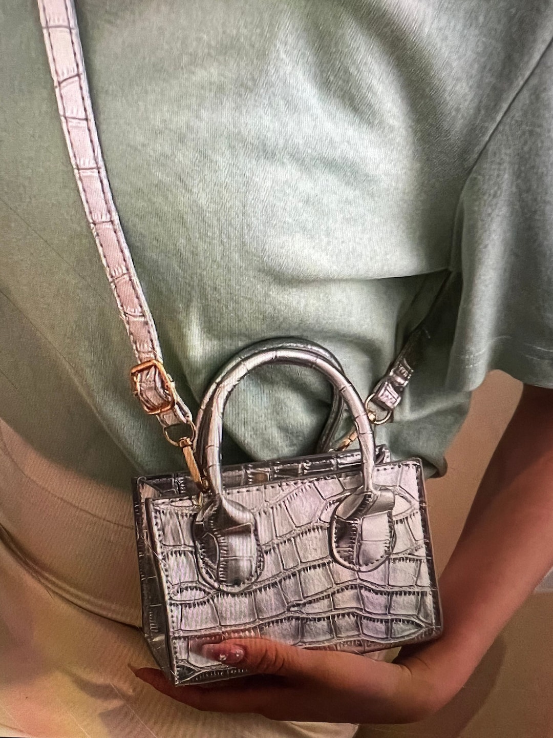 Mini Silver Crossbody Bag, Mini Handbag, Detachable Strap, FREE SHIPPING - Etsy
