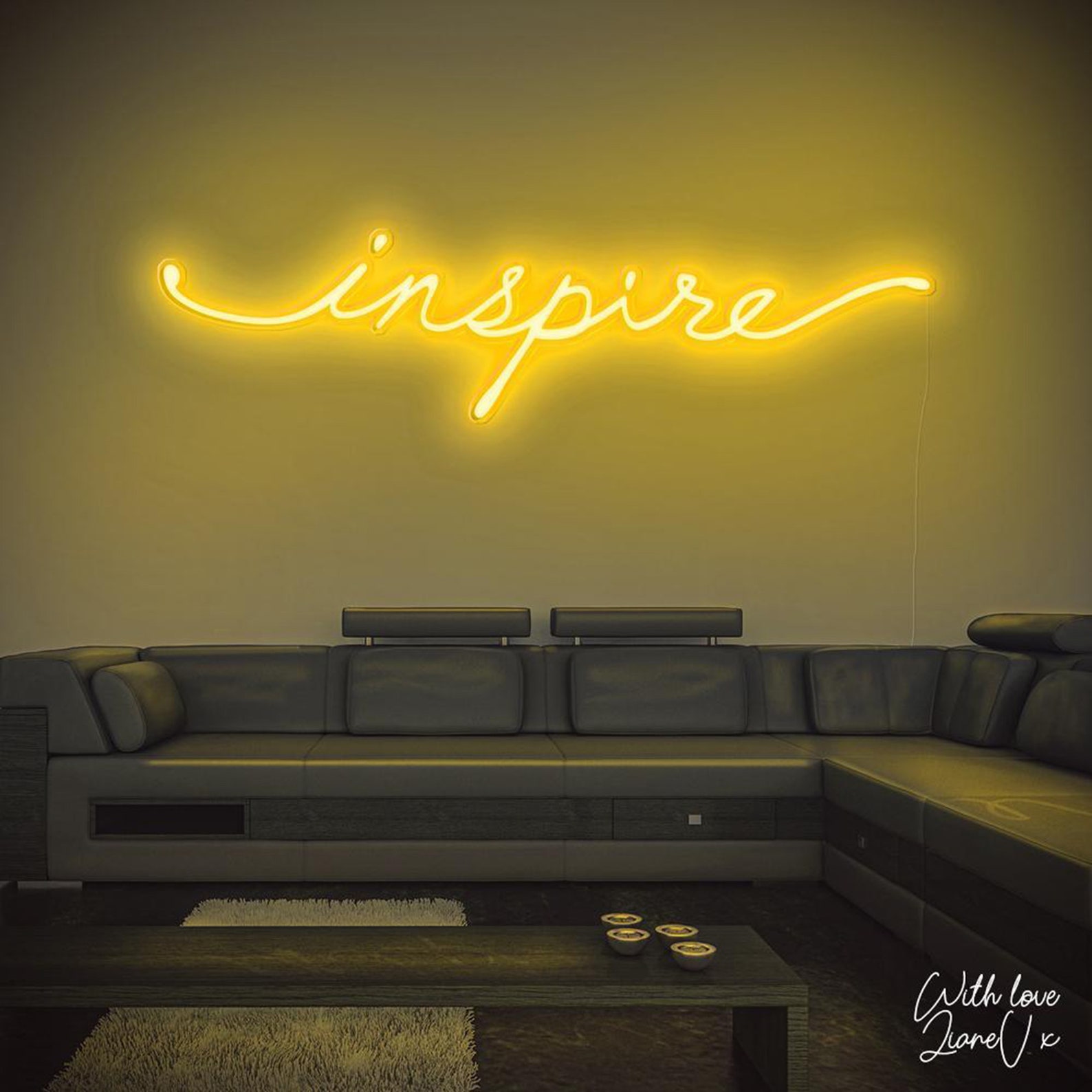Custom Neon Sign Inspire Neon Sign Light Office Living Room - Etsy