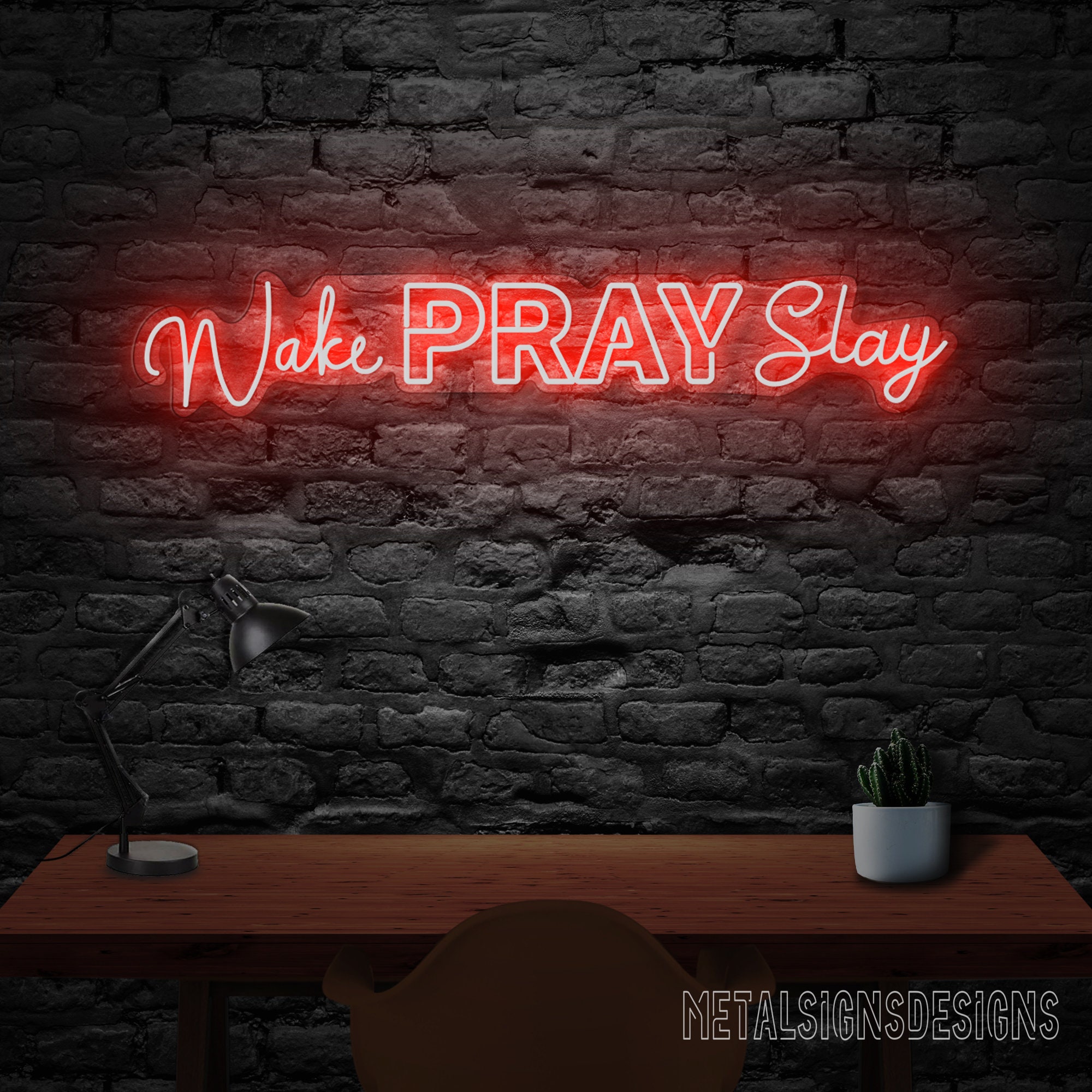 Wake Pray Slay Neon Sign Led Light Home Decor, Custom Neon Sign ...