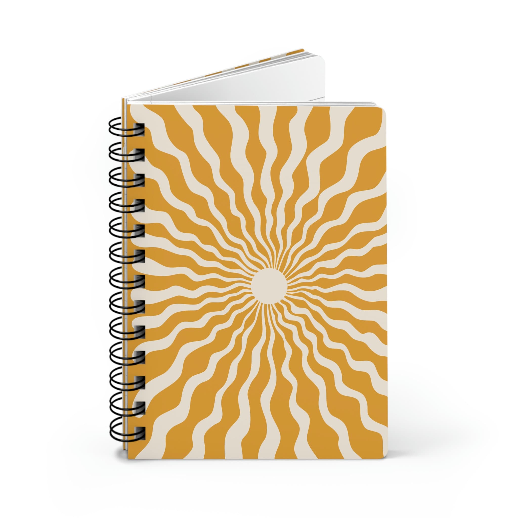 Lined Spiral Bound Journal Boho Gold Sunny, Sun Pattern Notebook, Lined ...