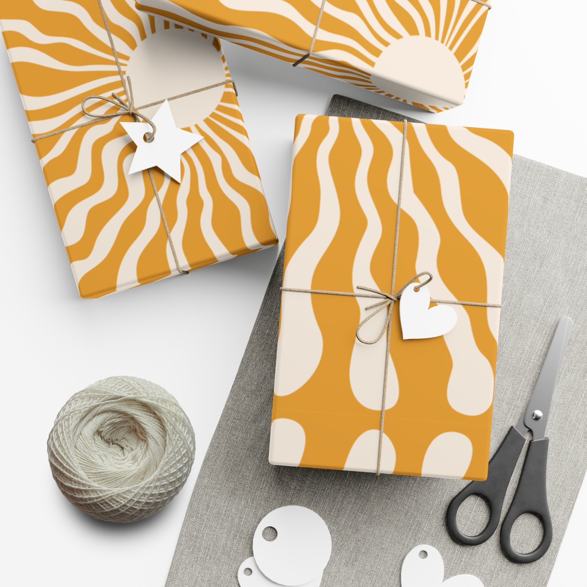 Boho Gold Sun God Wrapping Paper - Boho Gift Wrap - Minimalist Gift ...