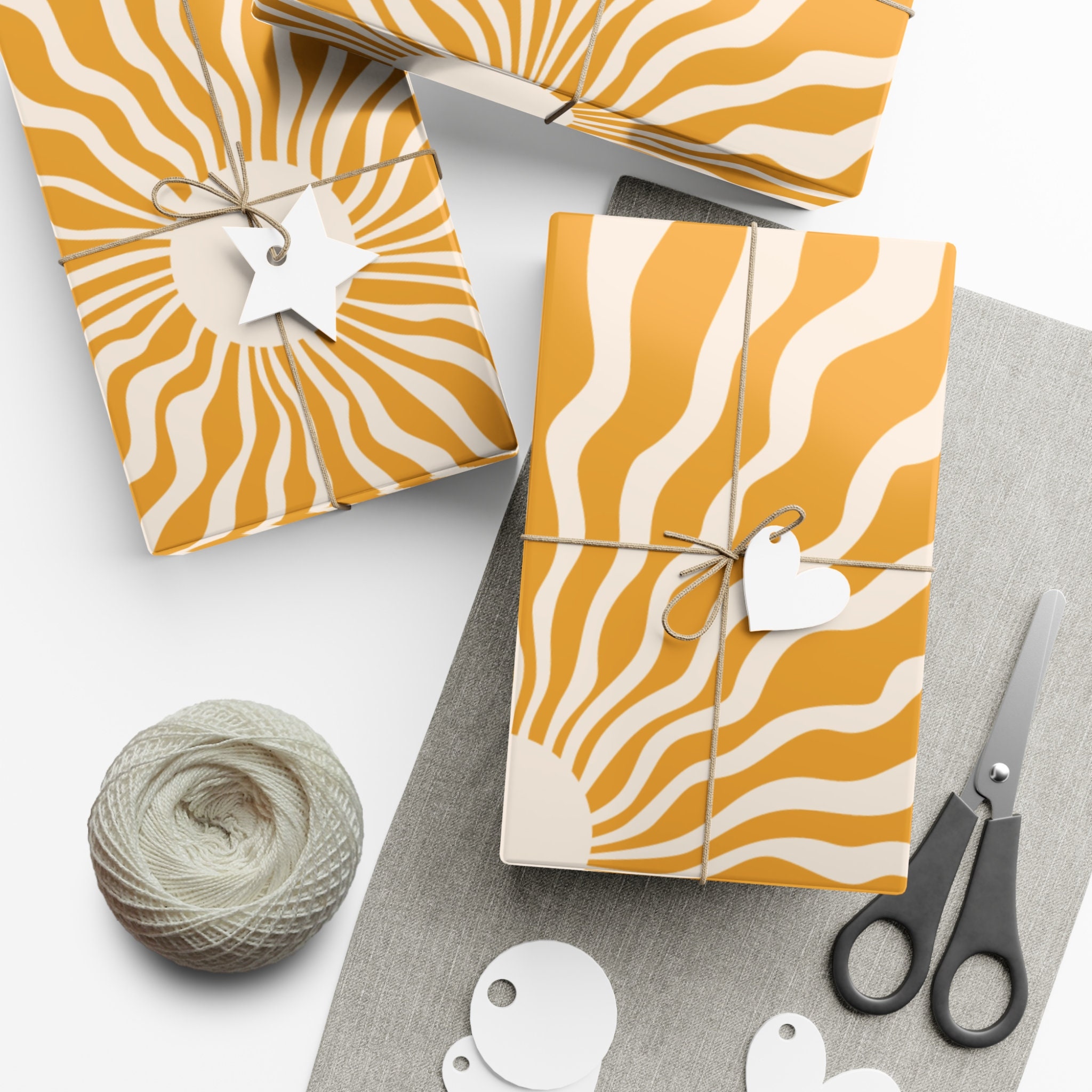 Boho Gold Sun God Wrapping Paper - Boho Gift Wrap - Minimalist Gift ...