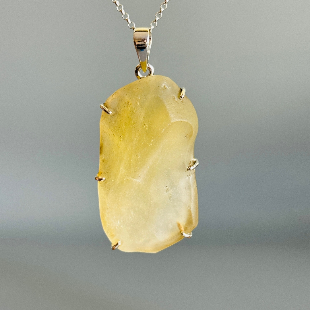 Rare Natural Libyan Desert Glass Pendant, Raw Libyan Desert Glass ...