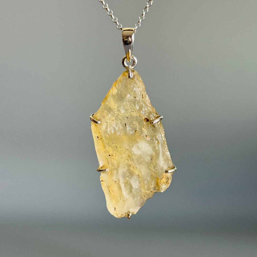 Rare Natural Libyan Desert Glass Pendant, Raw Libyan Desert Glass ...