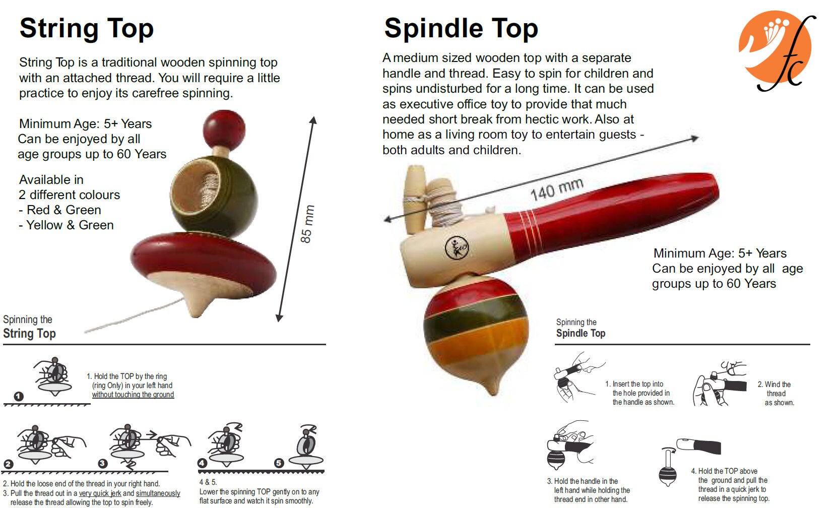 Wooden Spinning Top Collection handmade, Organic/non-toxic: Kids 5 ...