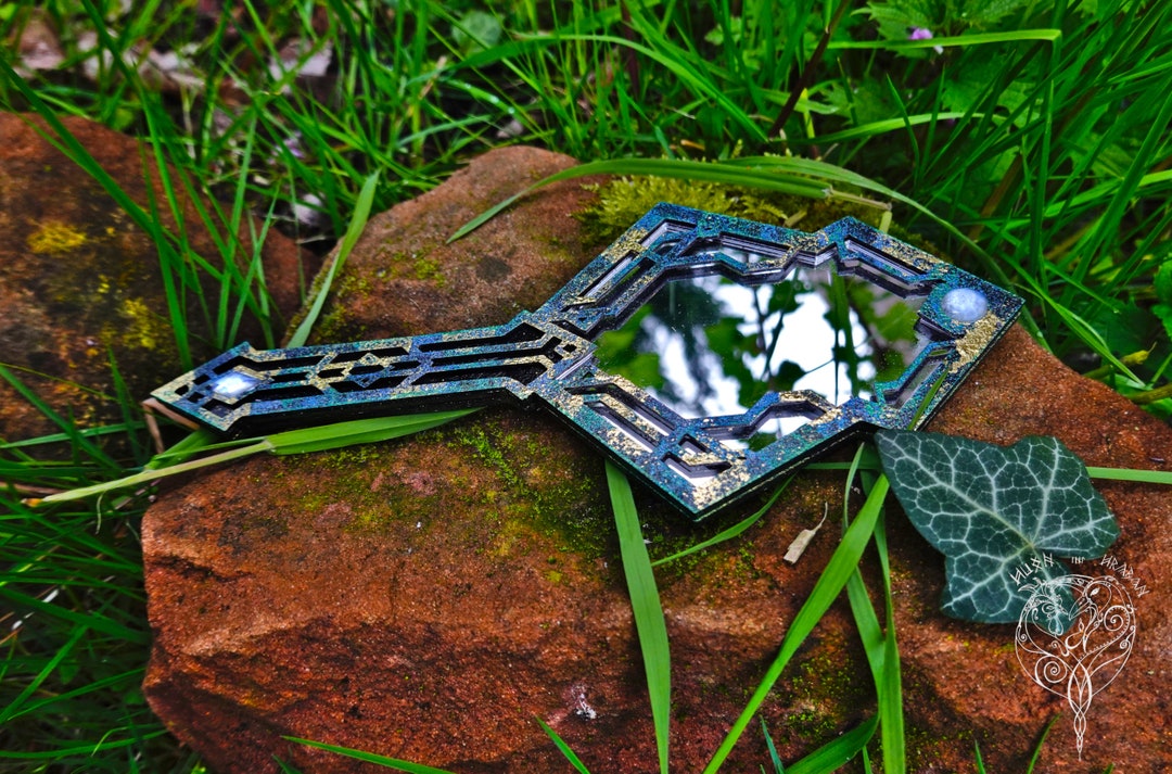 Dwarven Art Deco Style Hand Mirror - Etsy