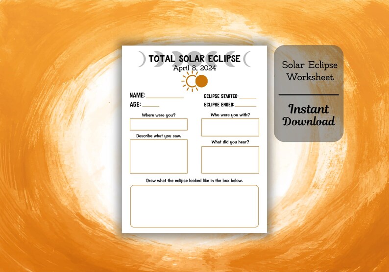 Total Solar Eclipse Worksheet Eclipse Keepsake April 8, 2024 Observe ...