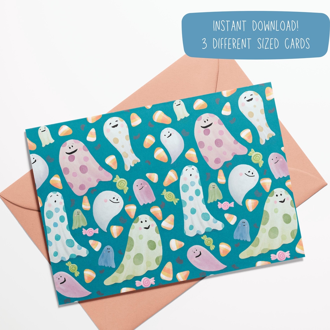 Happy Ghosts Printable Halloween Card for Kids | Downloadable Halloween ...