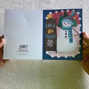 Printable Illustrated Snowman Holiday Card for Kids | Sled and Snowman ...