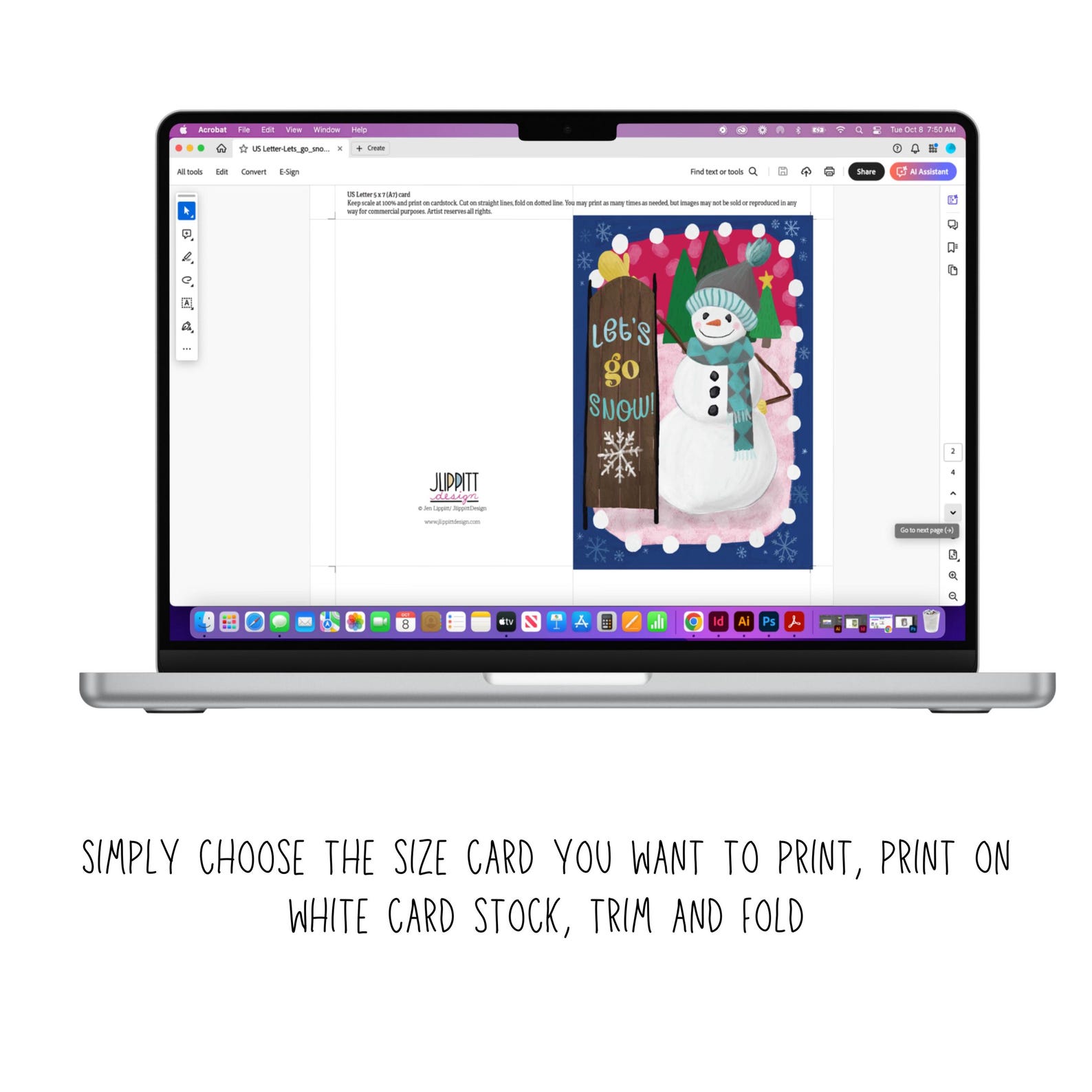 Printable Illustrated Snowman Holiday Card for Kids | Sled and Snowman ...
