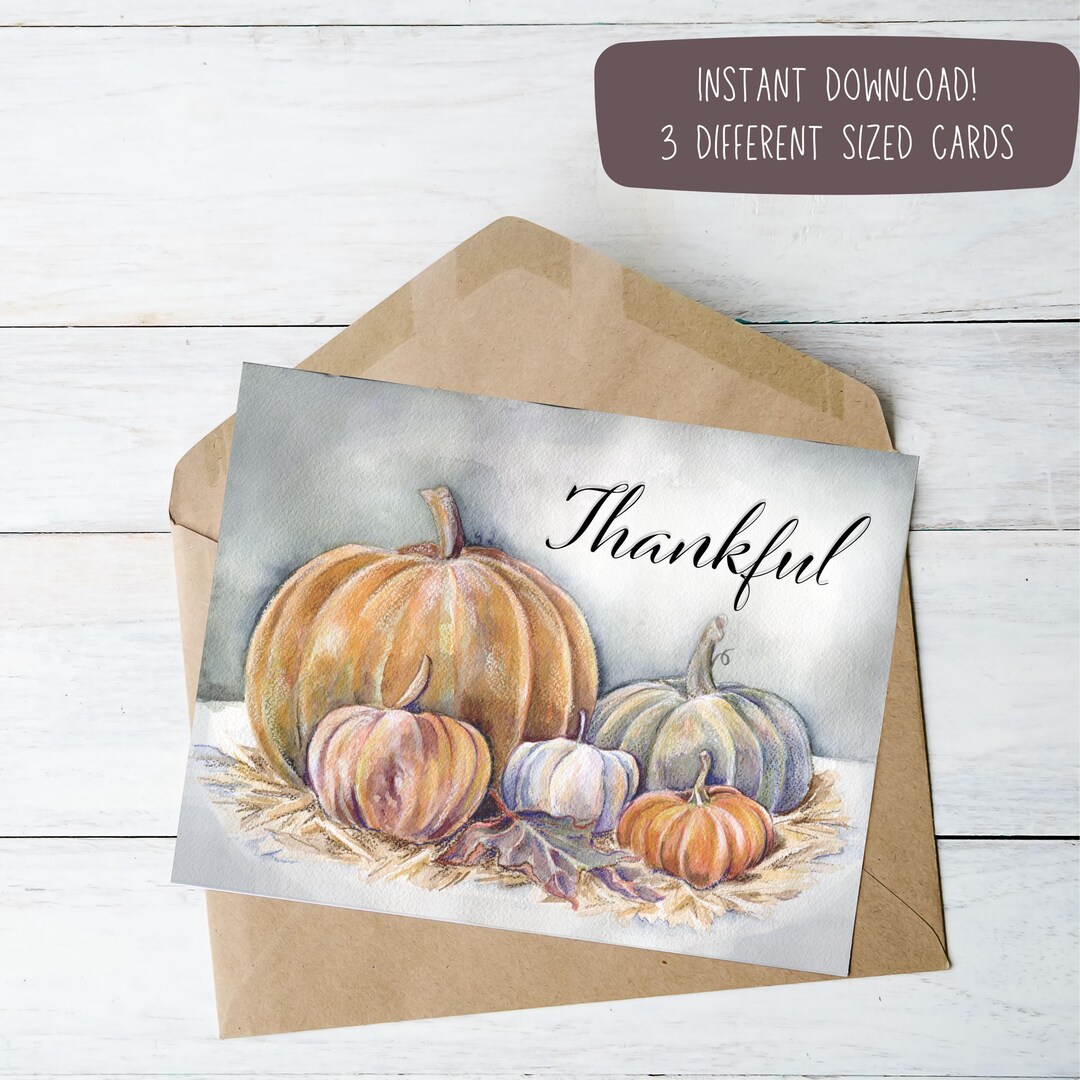 Printable Watercolor Thanksgiving Card | Original Art Thankful Card ...