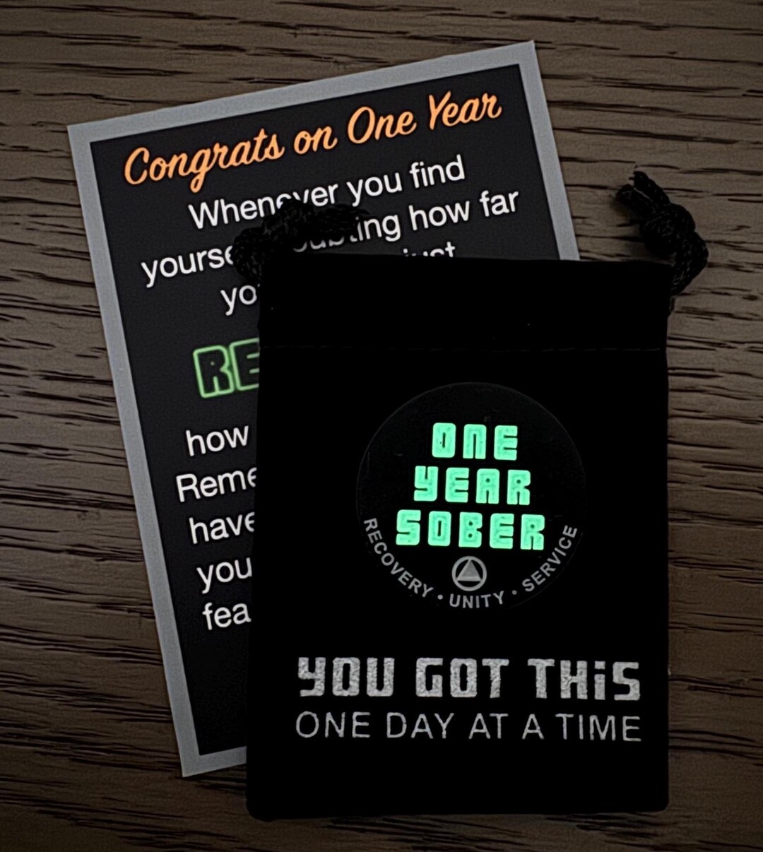 1 YEAR AA Coin, One Year Glow Chip & Card Gift for Men and Women - Etsy