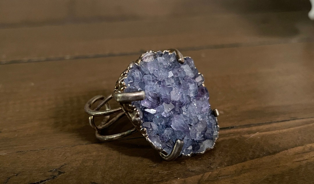 Vintage Large Purple Quartz Ring-adjustable - Etsy