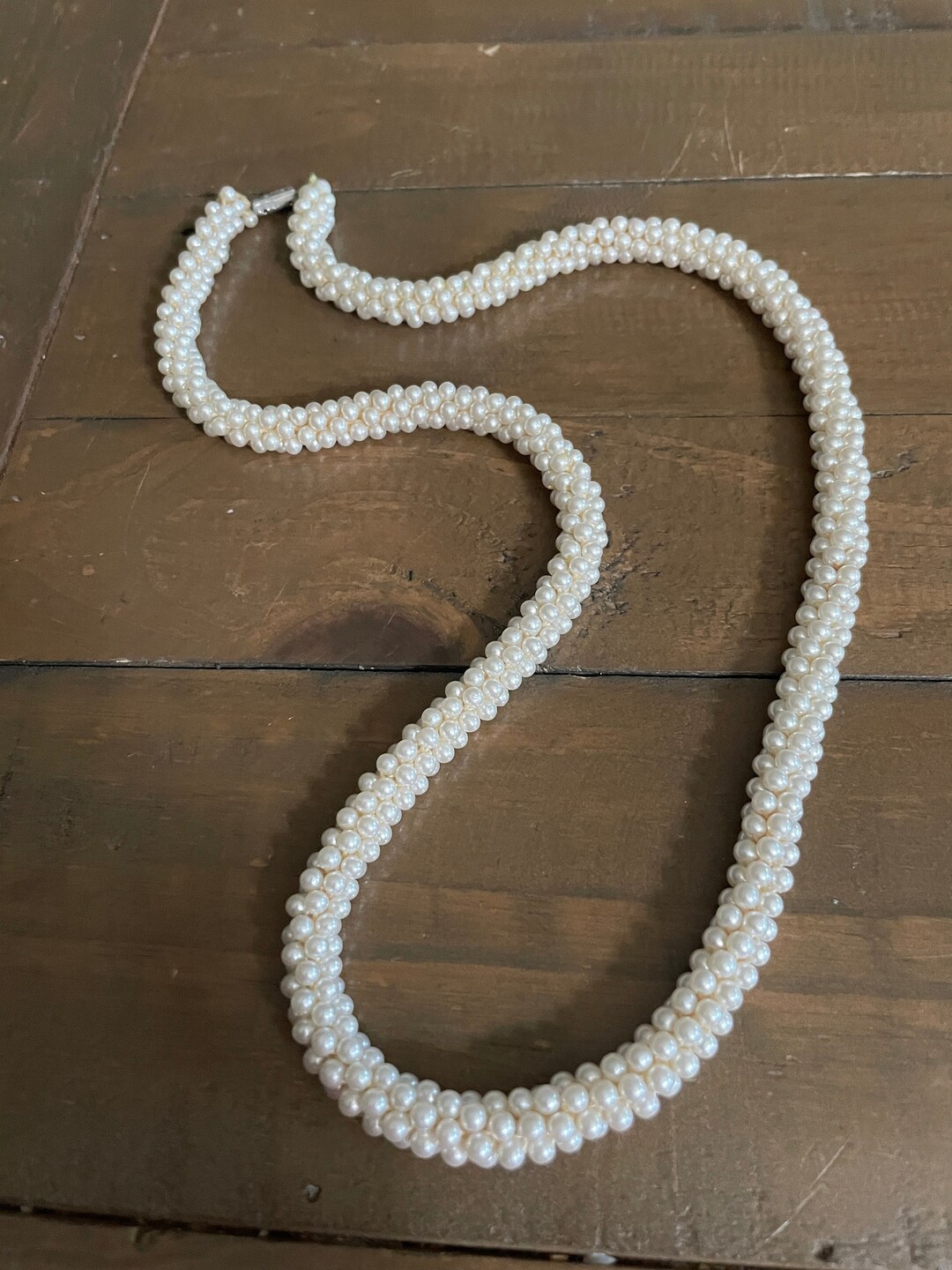 Vintage White Seed Bead Rope Necklace - Etsy