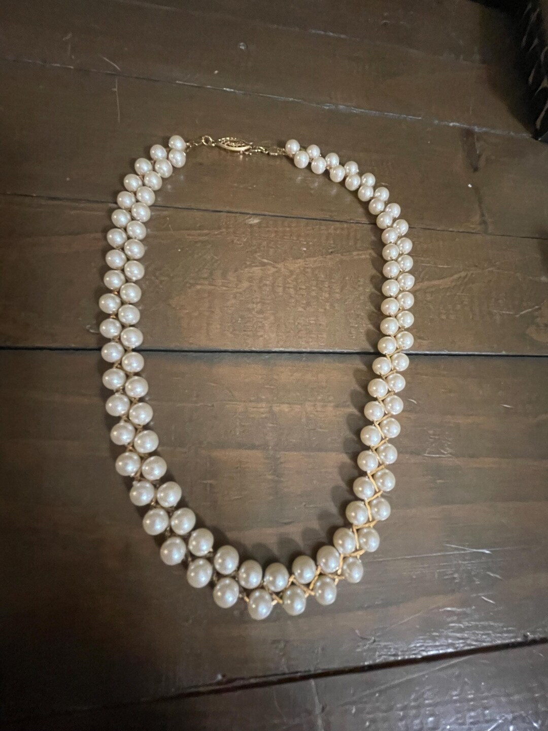 Avon Double Pearl Strand With Gold Tone Braided Through - Etsy