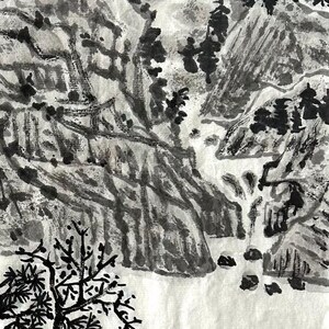 Mountain Dwelling. Original Chinese Ink Landscape Painting, Hand ...
