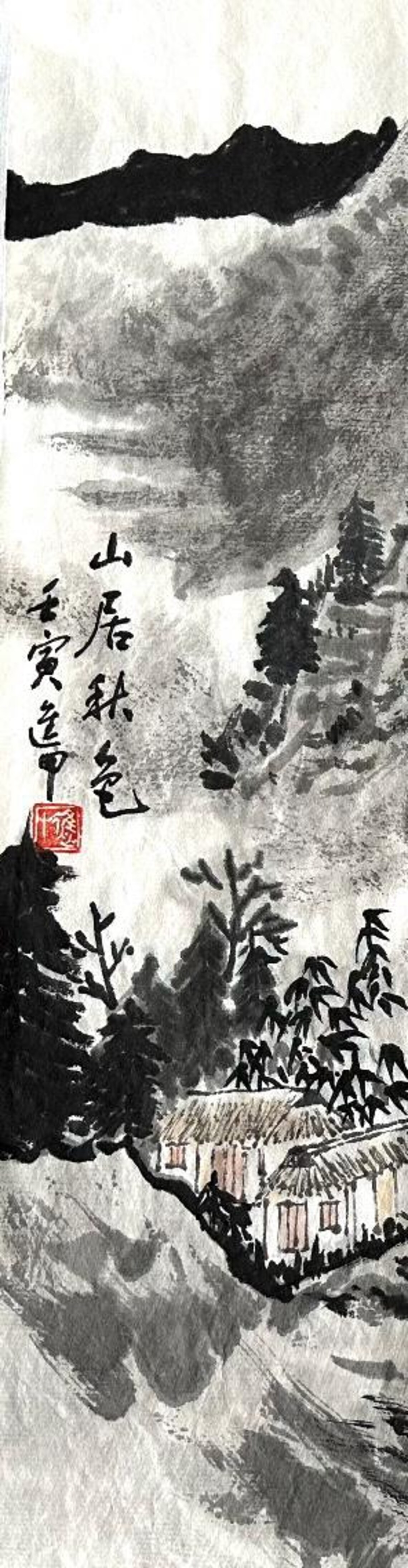 Mountain Dwelling. Original Chinese Ink Landscape Painting, Hand ...