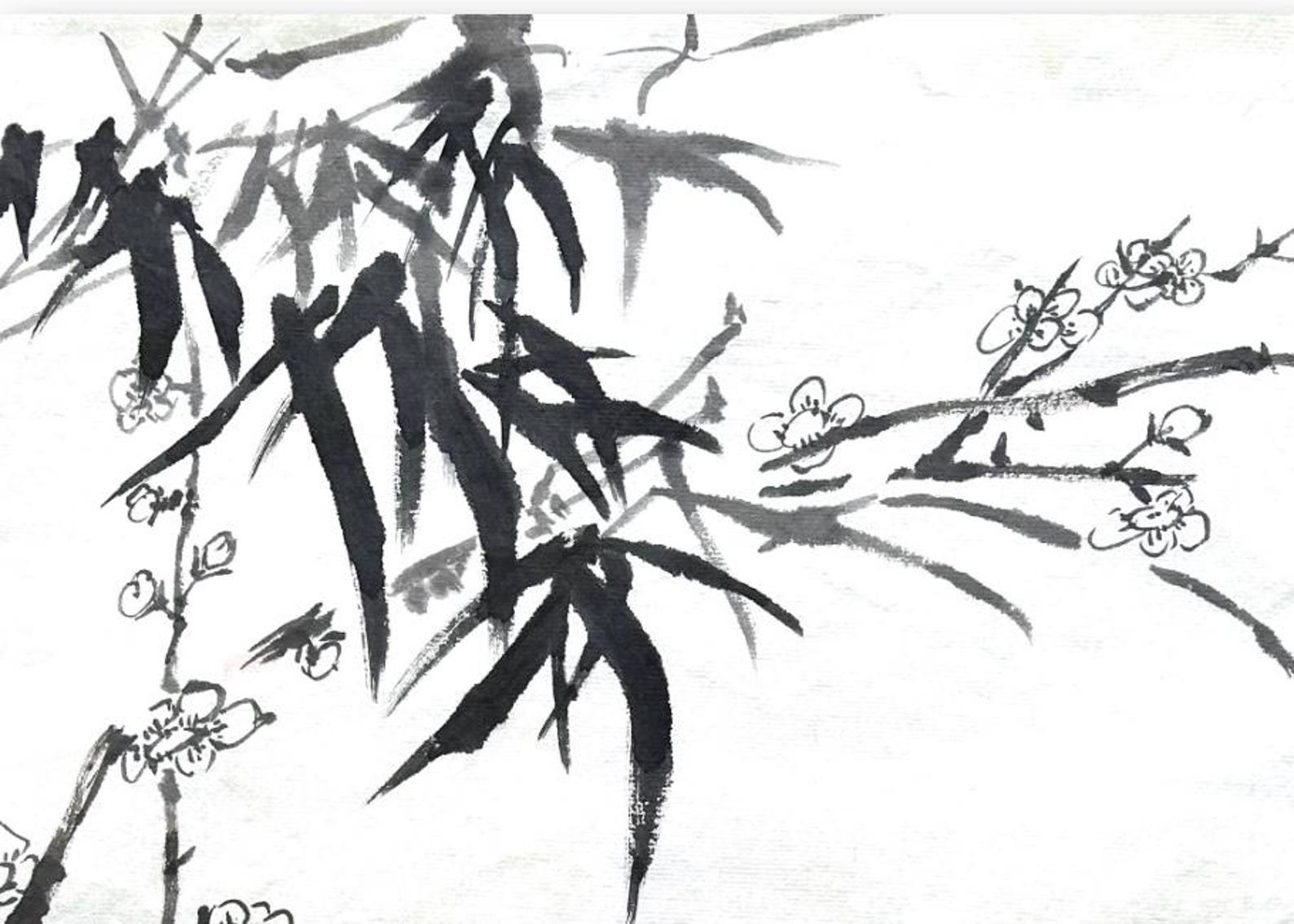 The Four Gentlemen.original Chinese Painting of Flowers and Birds, a ...