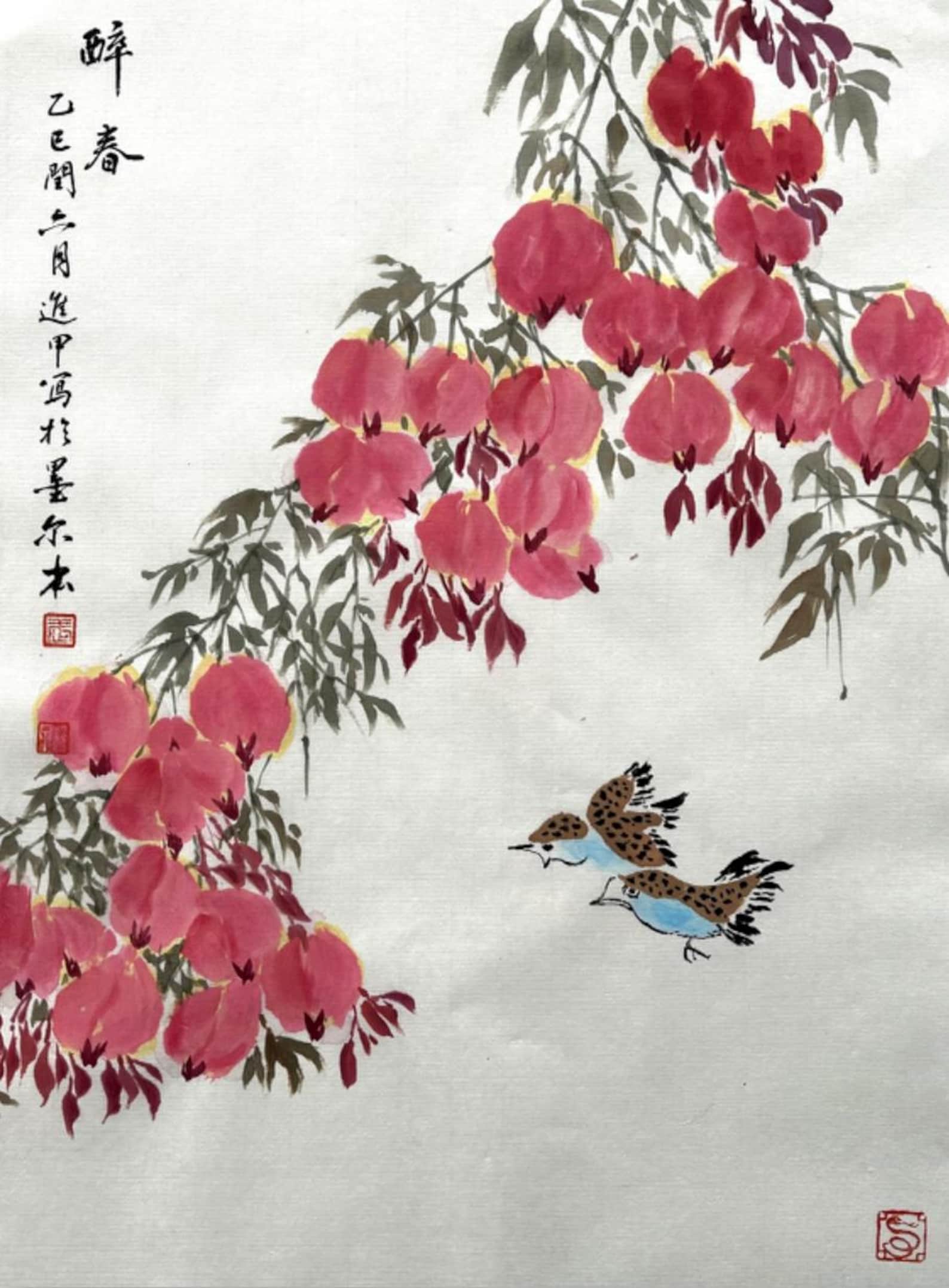 Spring. Original Chinese Flower-and-bird Painting, Hand-painted Wall ...