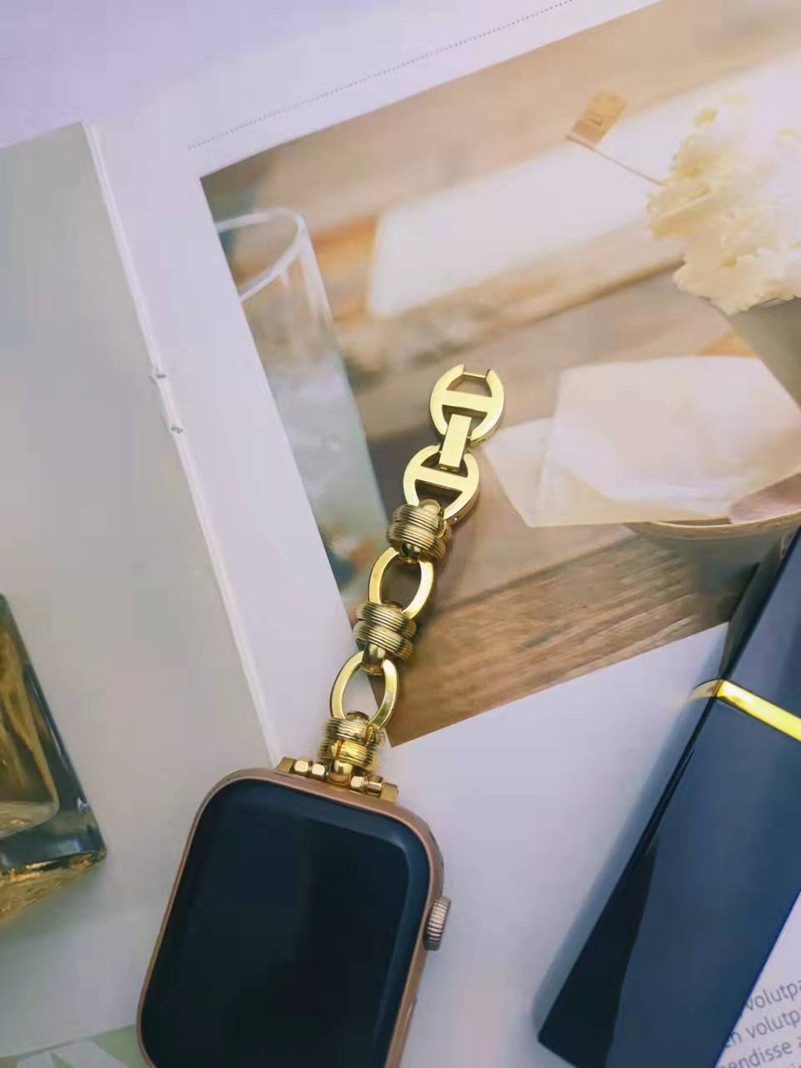 Gold Chain Apple Watch Band Iwatch Stainless Steel Strap - Etsy