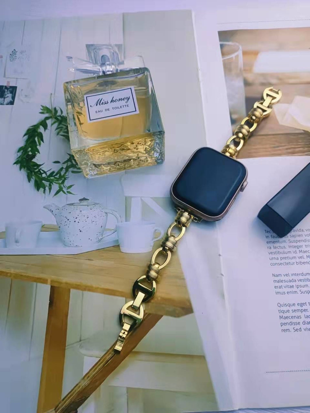 Gold Chain Apple Watch Band Iwatch Stainless Steel Strap - Etsy