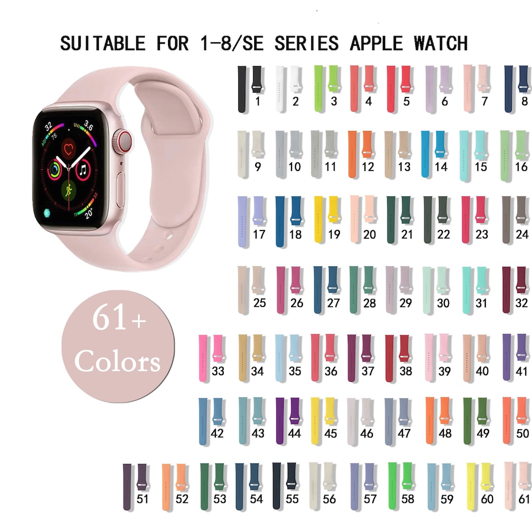 Silicone Apple Watch Band Solid Colors Watch Band 38mm 40mm - Etsy