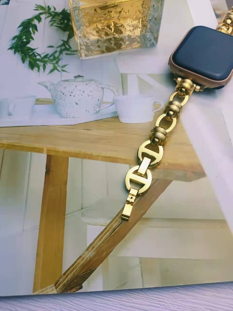 Gold Chain Apple Watch Band Iwatch Stainless Steel Strap - Etsy