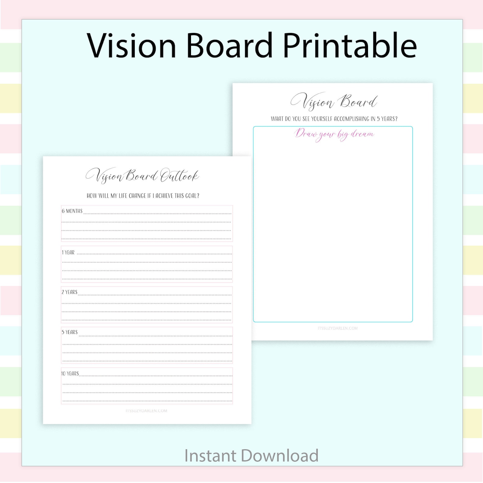 Vision Board Printables Letter Size - Etsy
