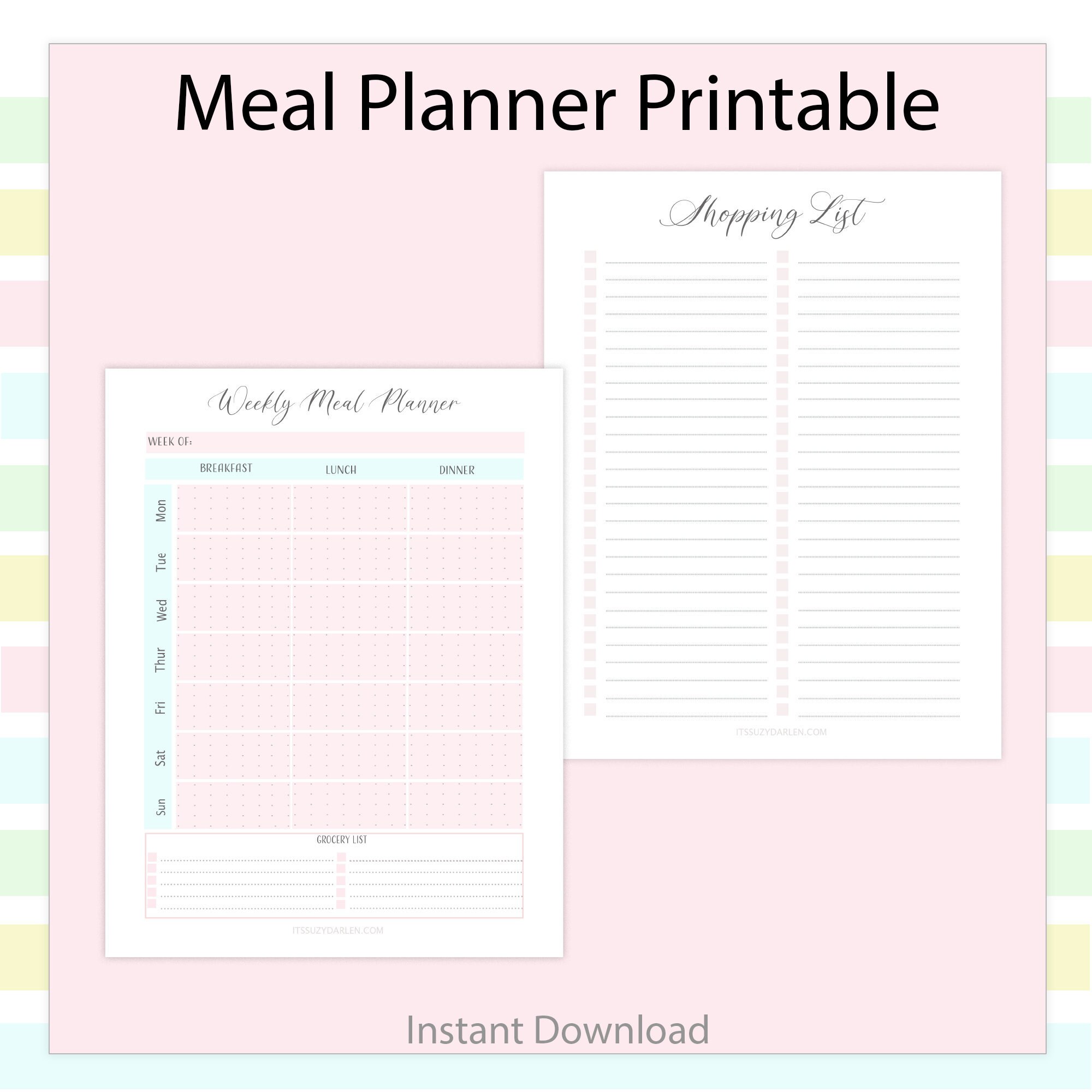 Planificateur de repas imprimable Plan de repas hebdomadaire - Etsy France