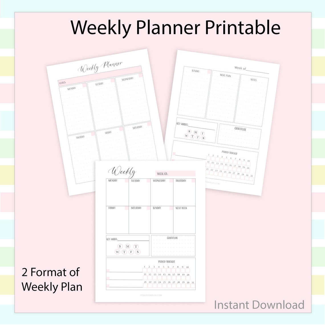 Undated Planner planner Printable Monthly Planner Weekly - Etsy
