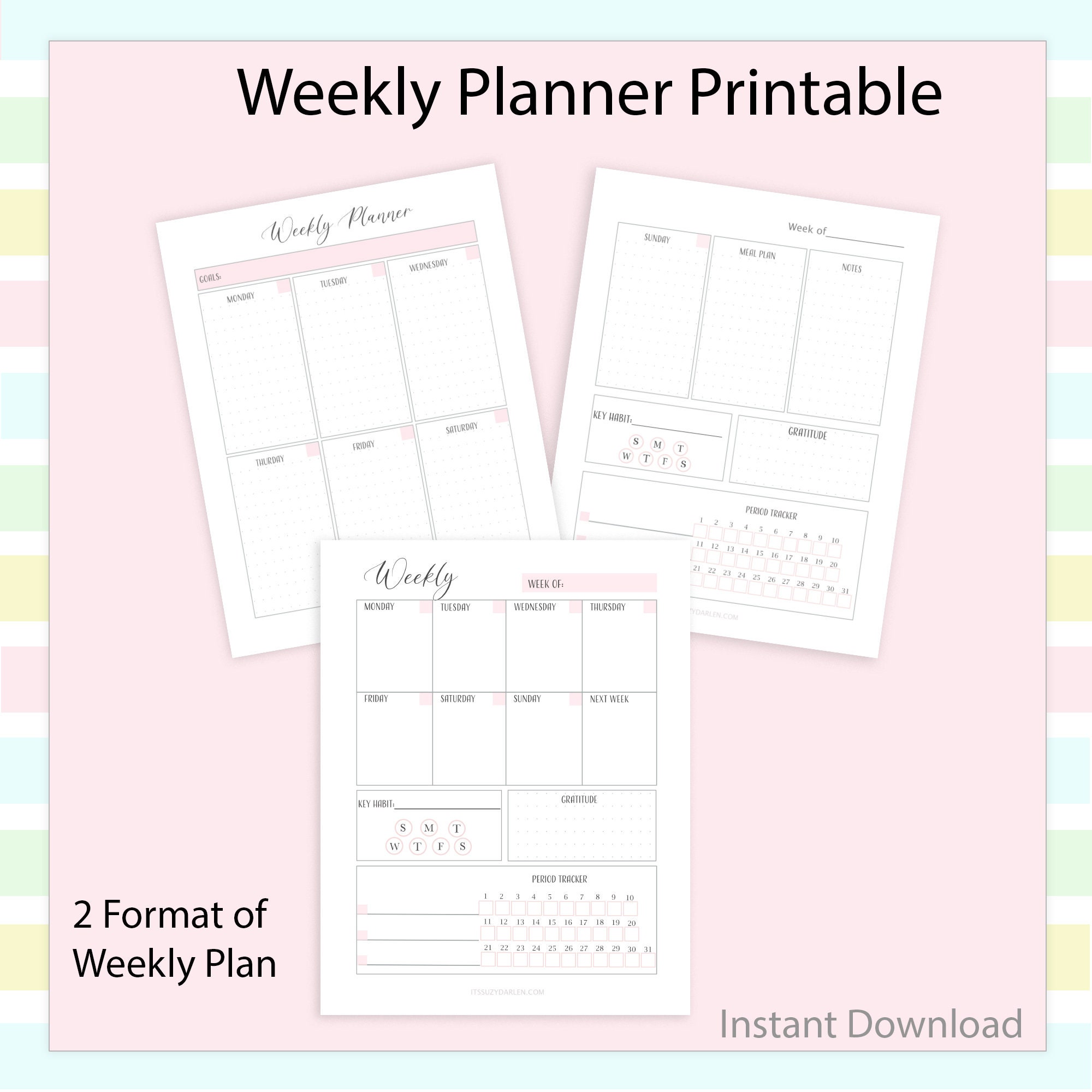 Undated Planner planner Printable Monthly Planner Weekly - Etsy