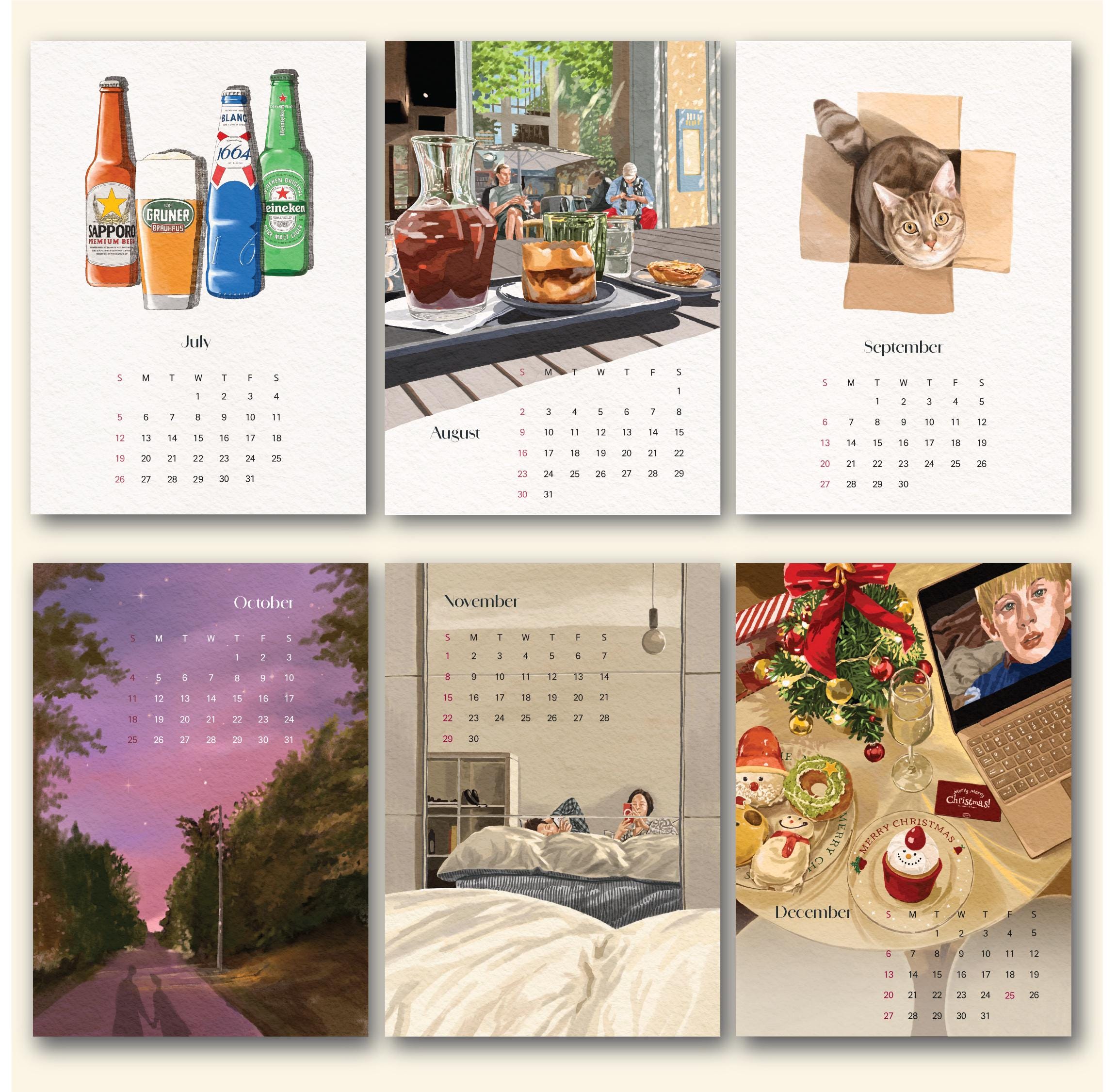2026 Hand-painted Illustrated Calendar, A4, Illustration Calendar ...