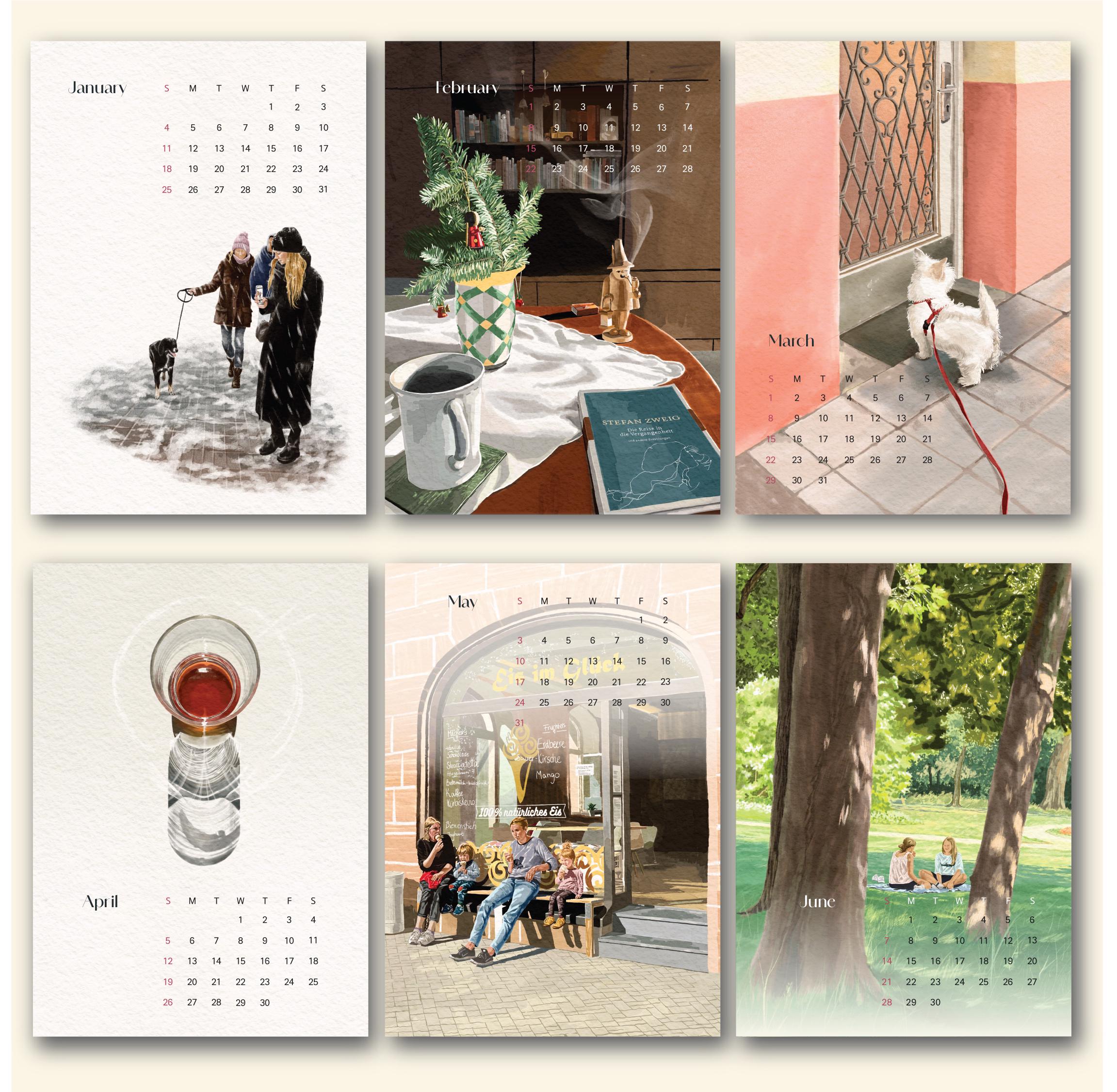2026 Hand-painted Illustrated Calendar, A4, Illustration Calendar ...