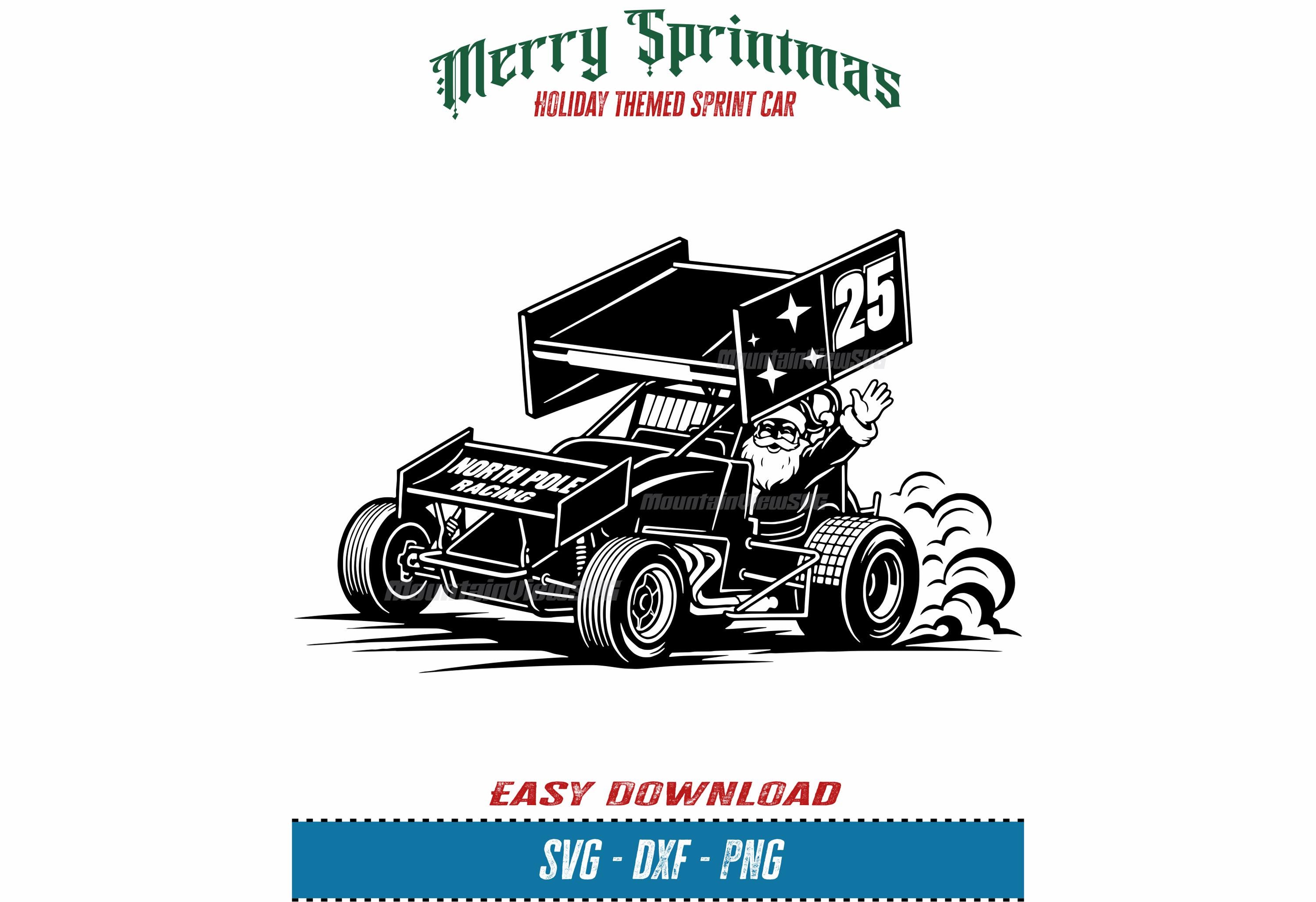 Santa Sprint Car SVG | Christmas Racing Digital Download | Dirt Track ...