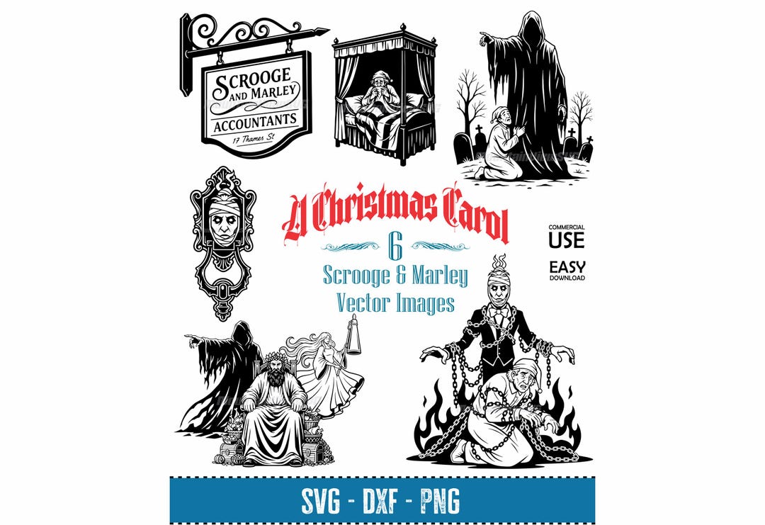 A Christmas Carol Clipart Bundle - Dickens Scrooge & Ghosts SVG ...