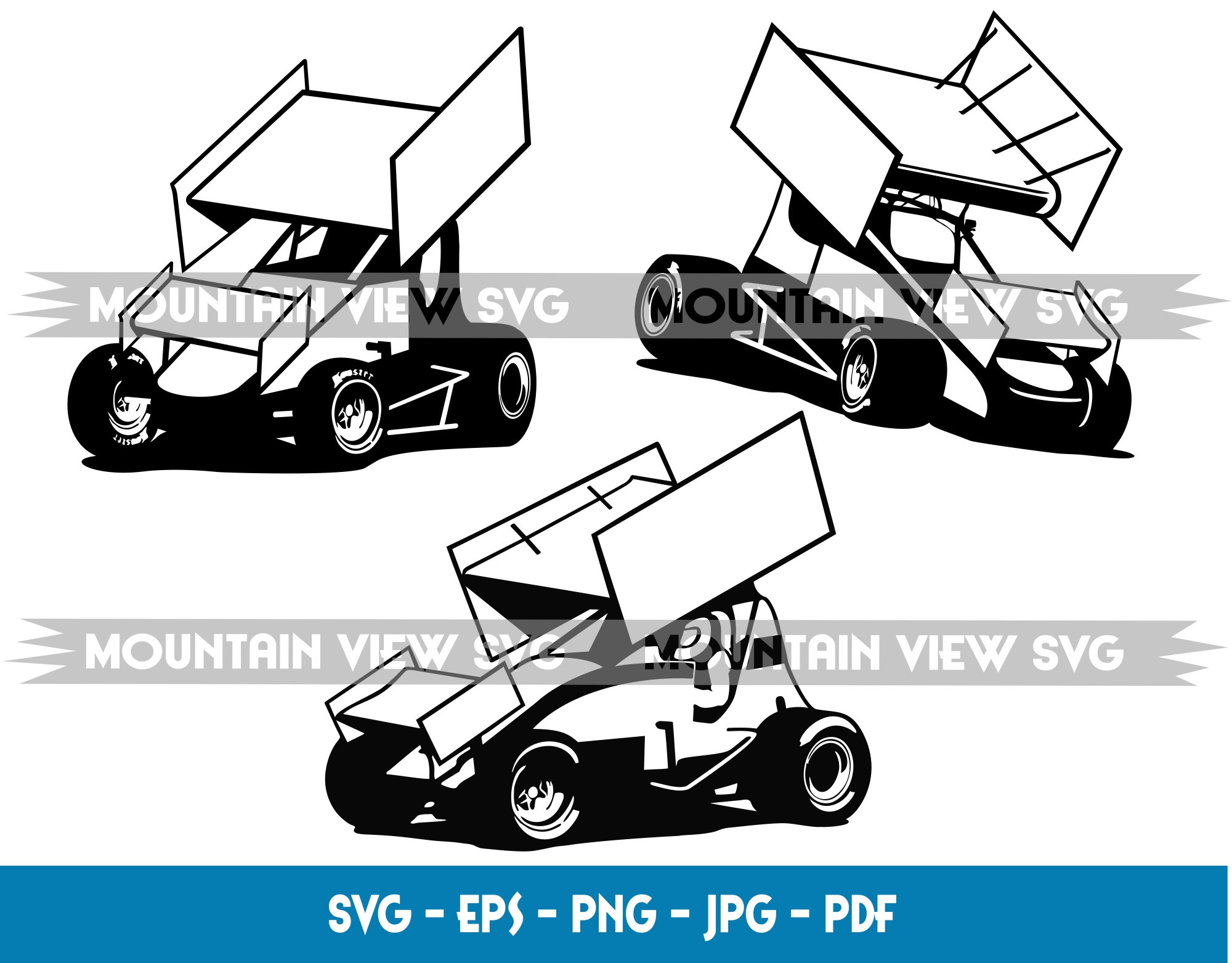 Sprint Race Car SVG 3 Pack Bundle - Etsy