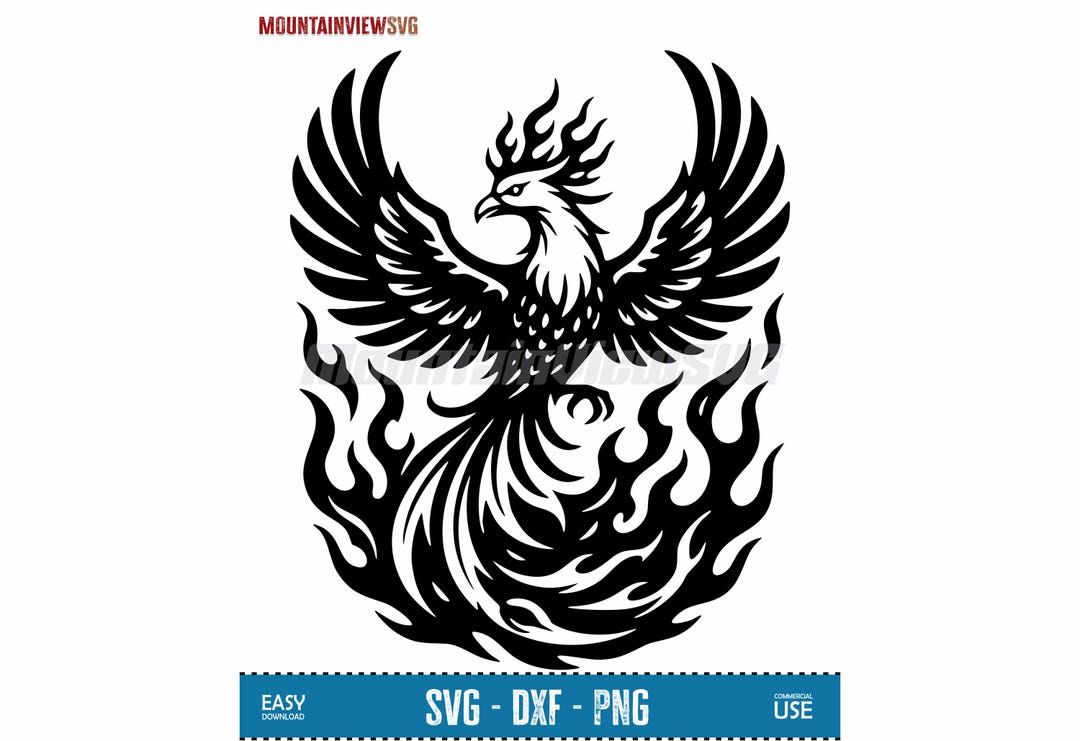 Phoenix Flame SVG PNG DXF Digital Download | Mythical Bird Art | Fire ...