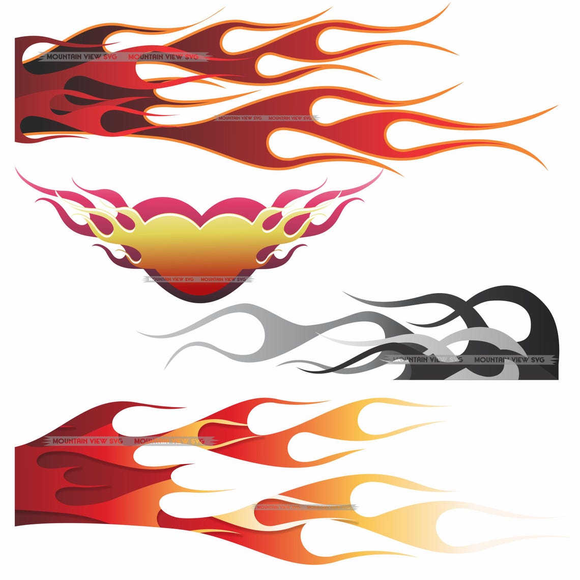 Racing Flames Bundle Full Color PNG Print File Cricut - Etsy