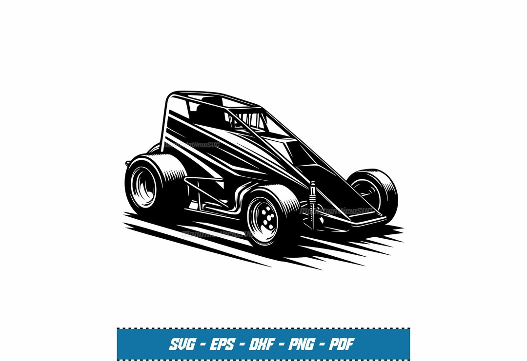 Sprint Car SVG Vector Vinyl Cutting Print Design, Dirt Motorsports ...