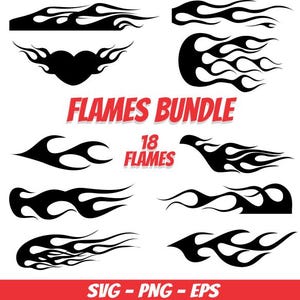 Racing Flames Bundle SVG for Vinyl Cutting, Cricut File 18 Flames - Etsy