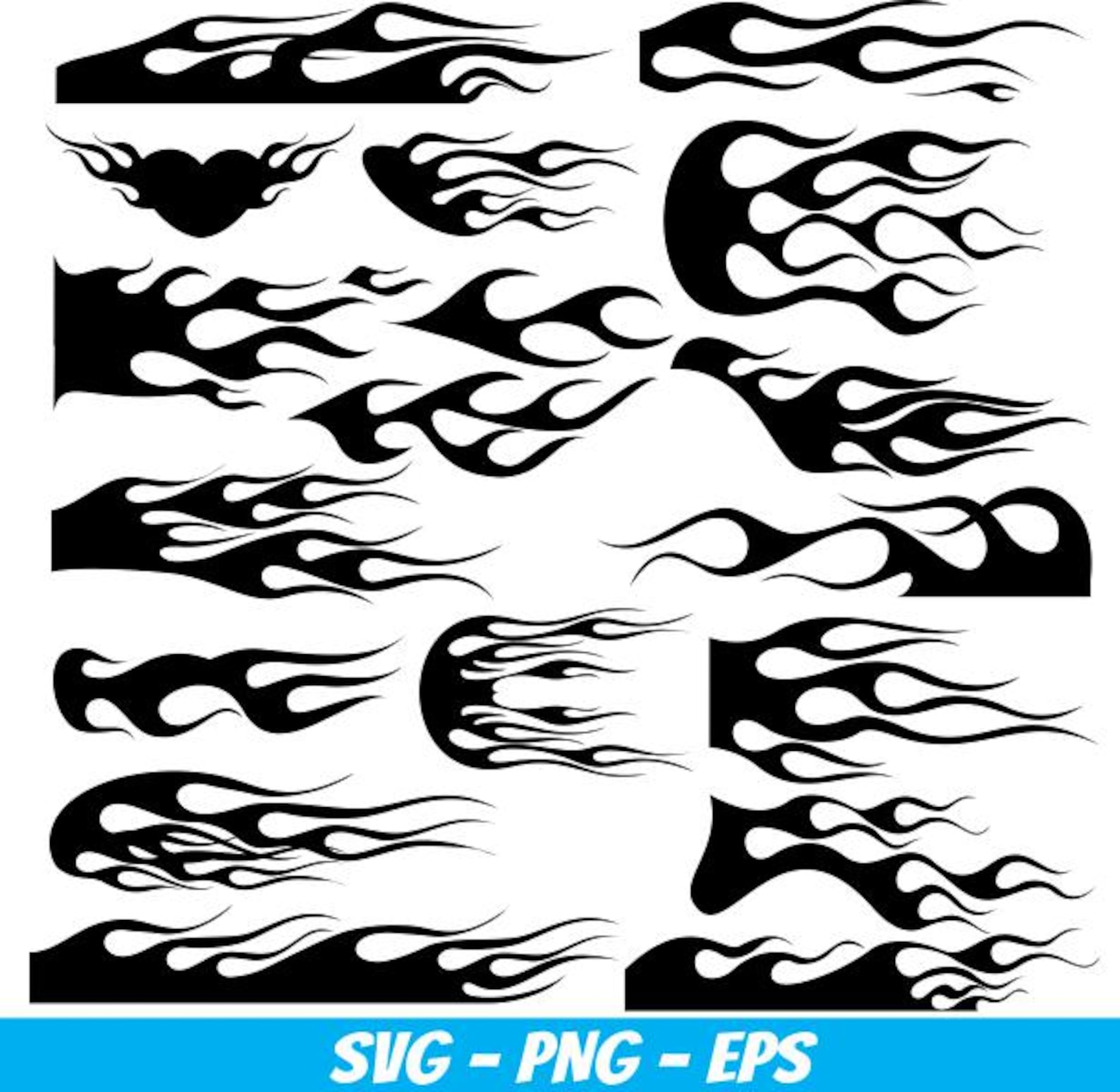 Racing Flames Bundle SVG for Vinyl Cutting, Cricut File 18 Flames - Etsy