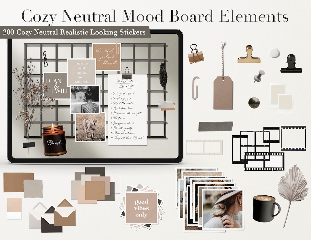 Digital Vision Board - Mood Board Elements - Minimalist Cozy Neutral ...
