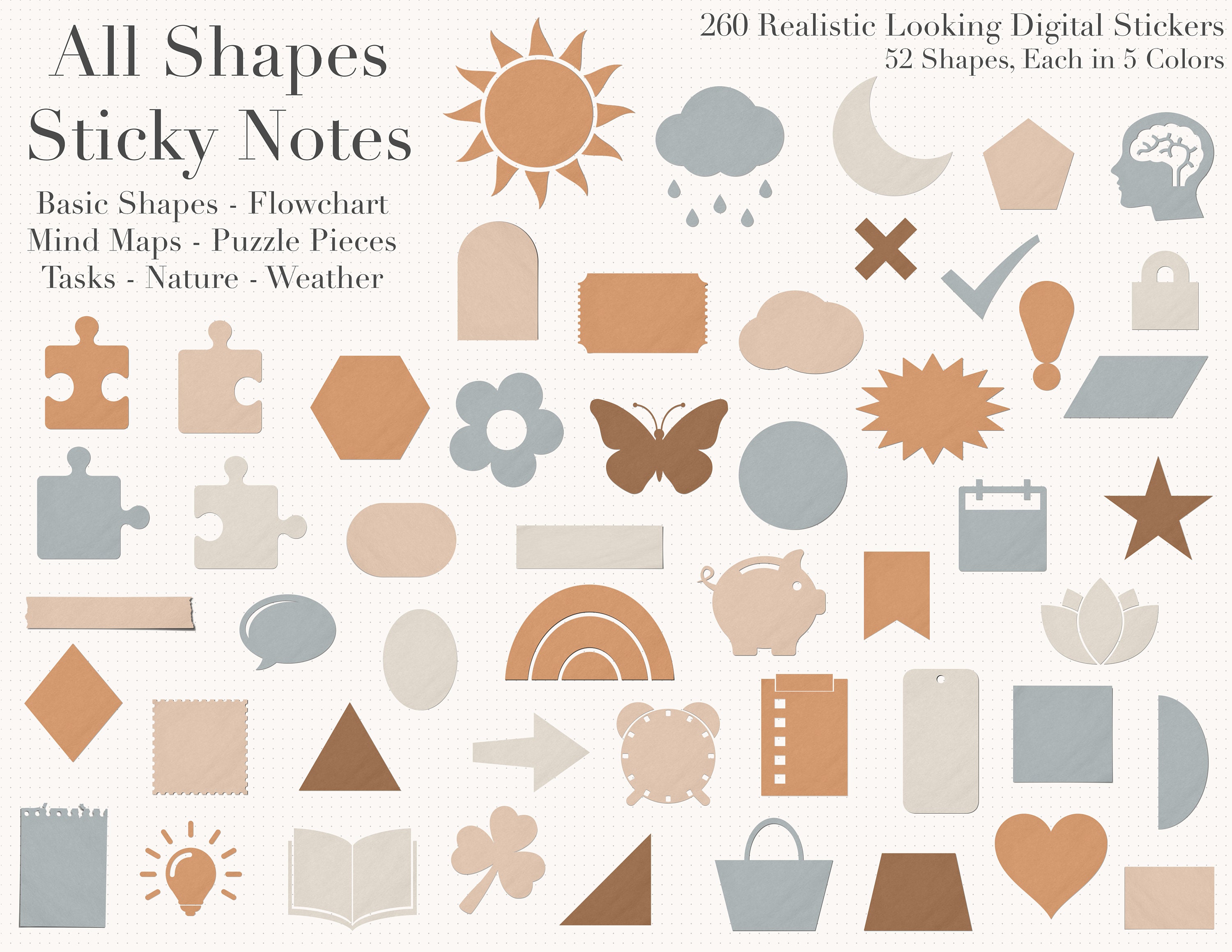 All Shapes Sticky Notes Pack - Mind Maps - Flowchart - Tasks ...