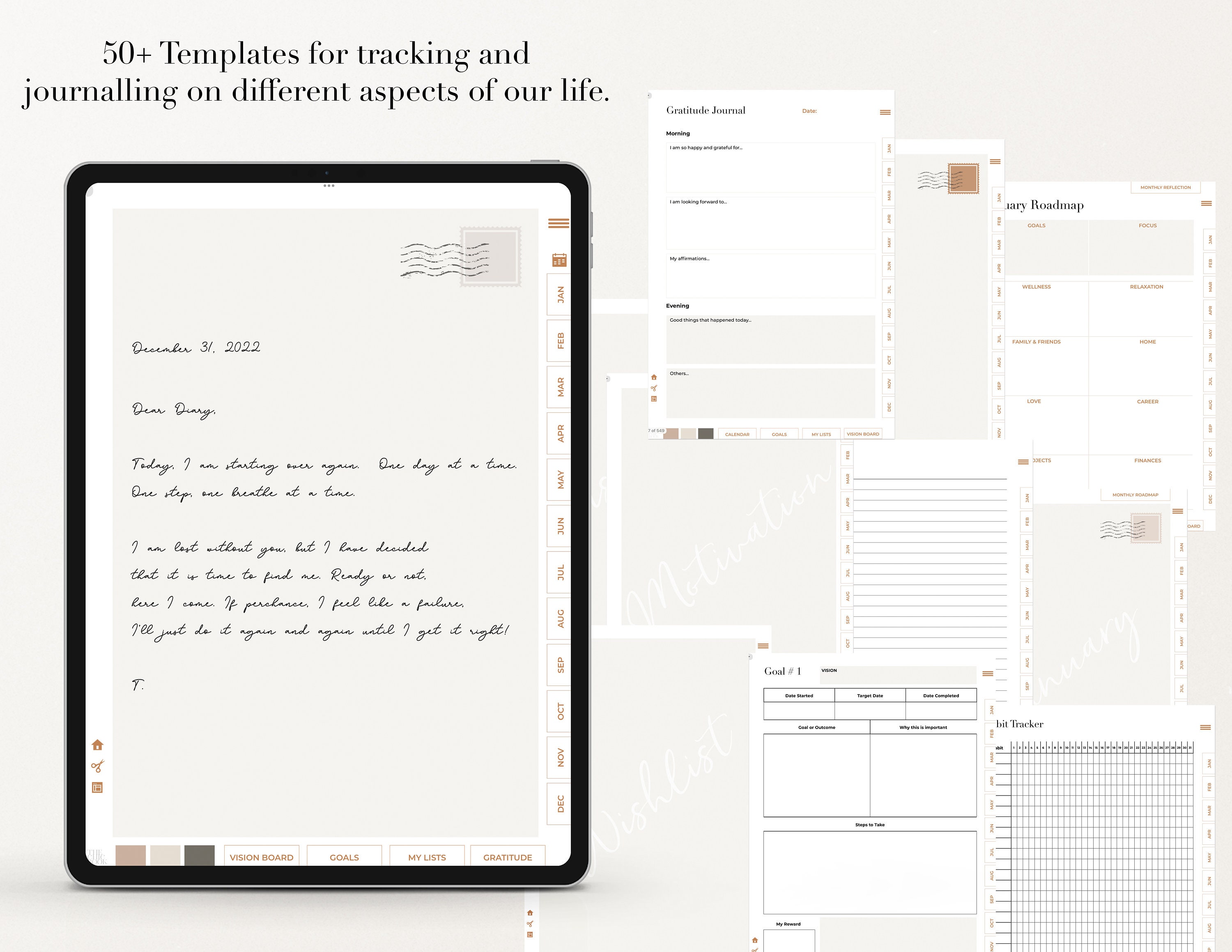 Undated Digital Life Planner Minimalist Modern Boho Cozy Neutral Beige ...