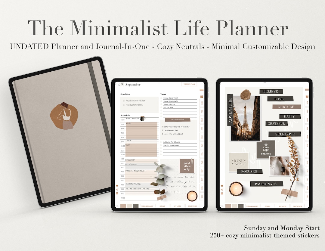 Undated Digital Life Planner Minimalist Modern Boho Cozy Neutral Beige ...