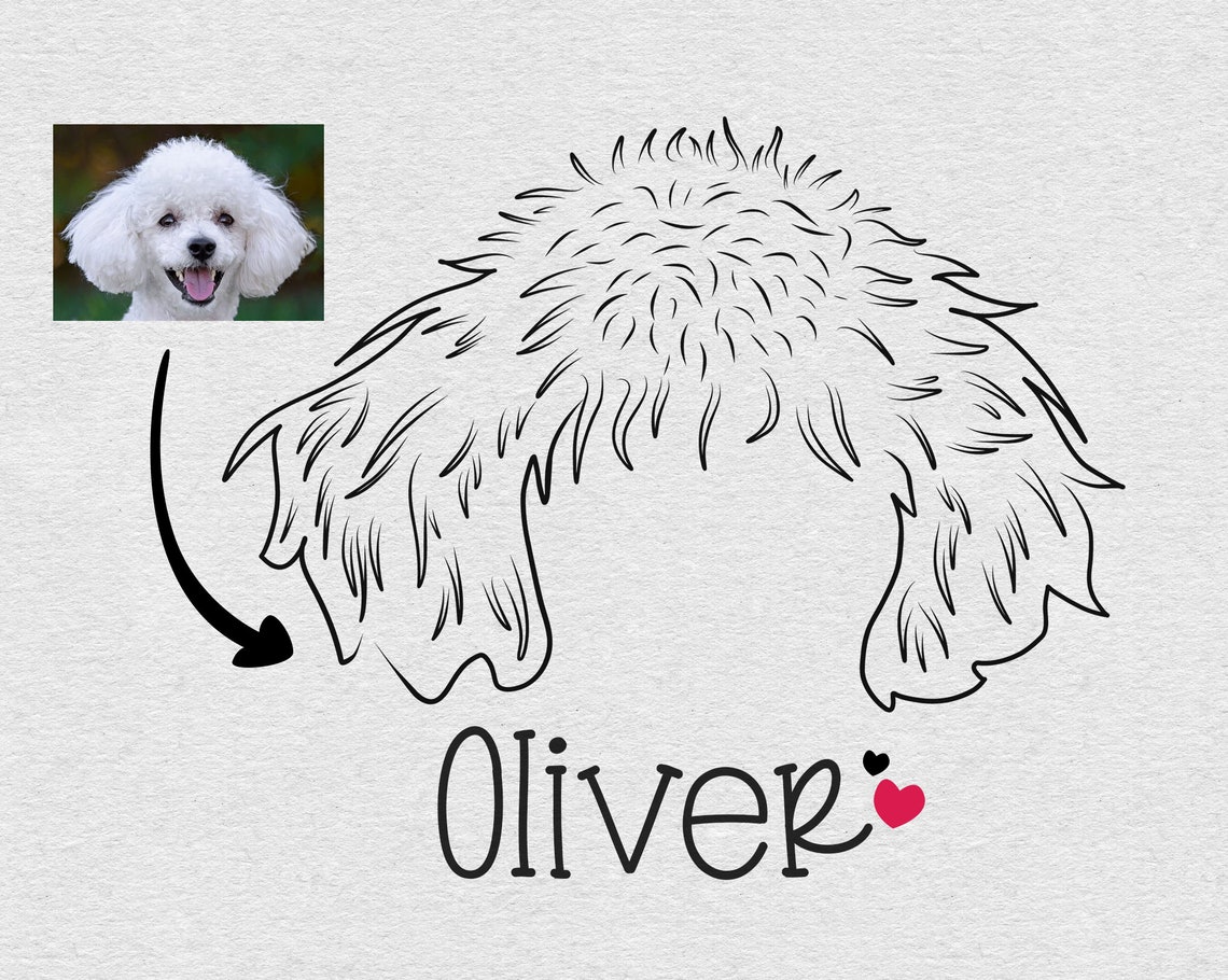 Custom Pet Ear Outline Drawing Dog Ear Drawing Pet Ear - Etsy