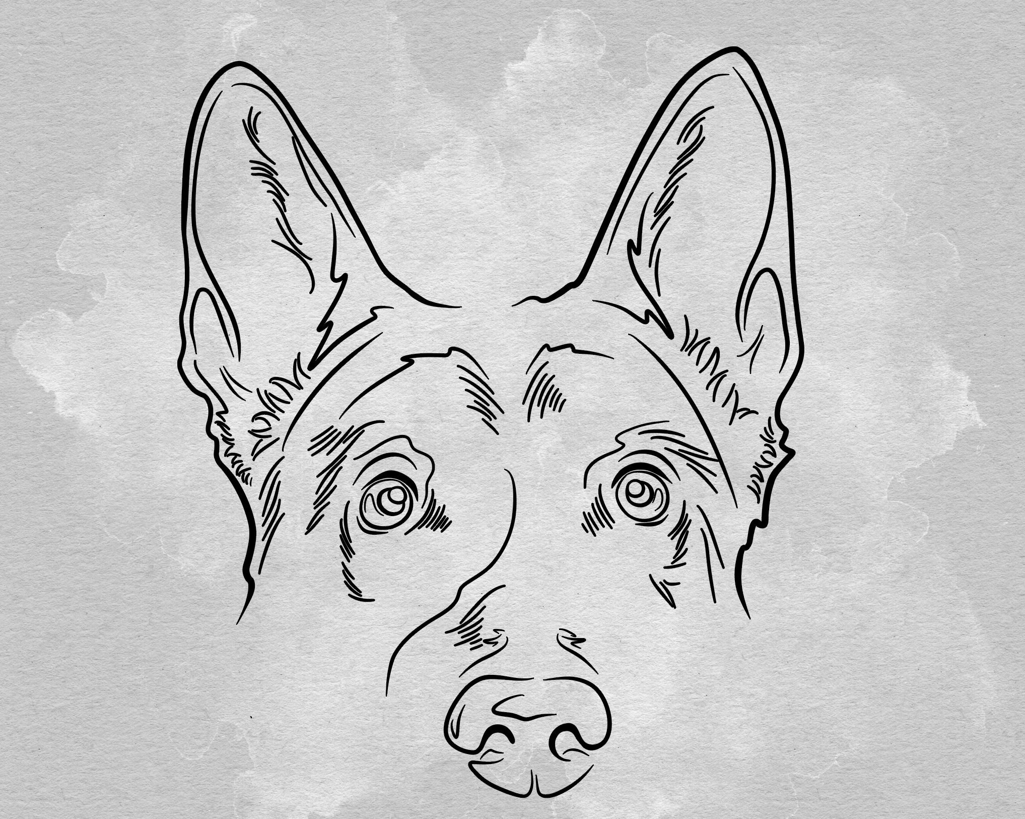 Custom Pet Body Outline Drawing, Dog Ear Drawing, Pet Tattoo Design ...